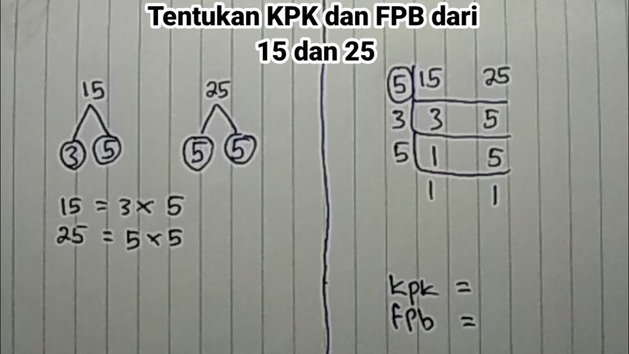 Tentukan KPK dan FPB dari 15 dan 25 || Dengan Menggunakan Metode Pohon ...