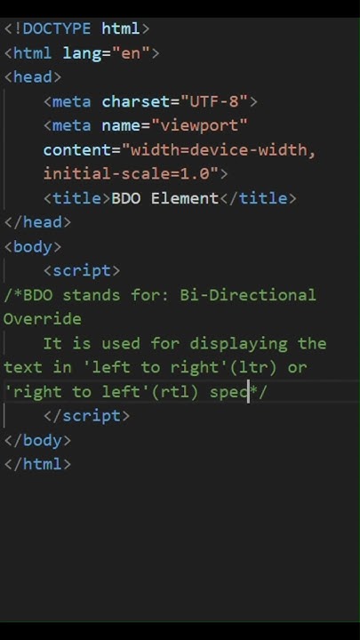 bdo element in html @ensolutions5210 #coding #shorts #youtubeshorts - YouTube