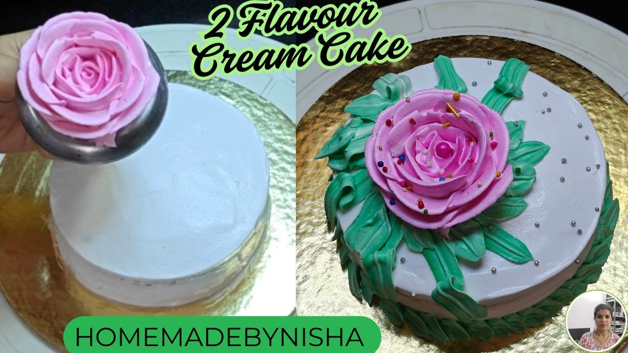 2 flavour Floral Cream Cake I HOW TO WHIP PERFECT WHIPPED CREAM FOR ...