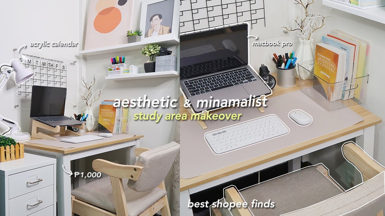 minimalist & aesthetic study area makeover 2021! + best shopee finds ...