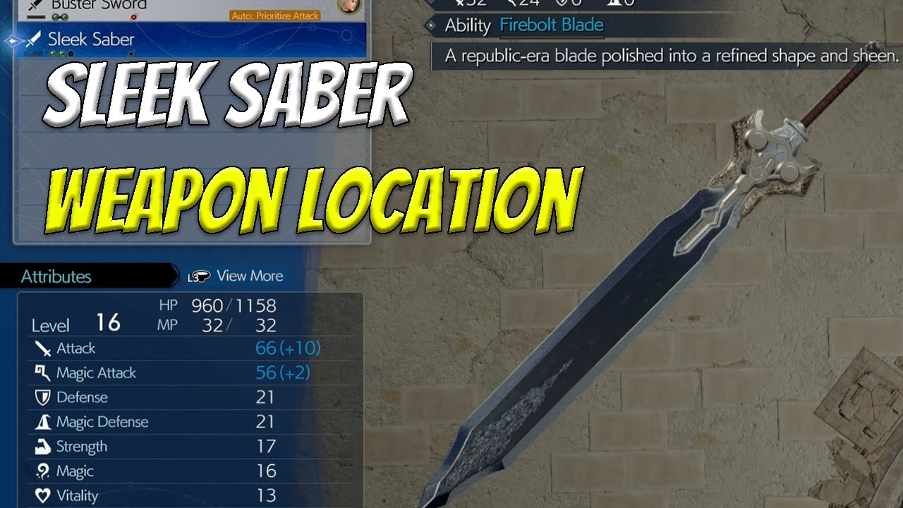 Sleek Saber Weapon Location (Cloud) | Final Fantasy 7 Rebirth (Remake ...