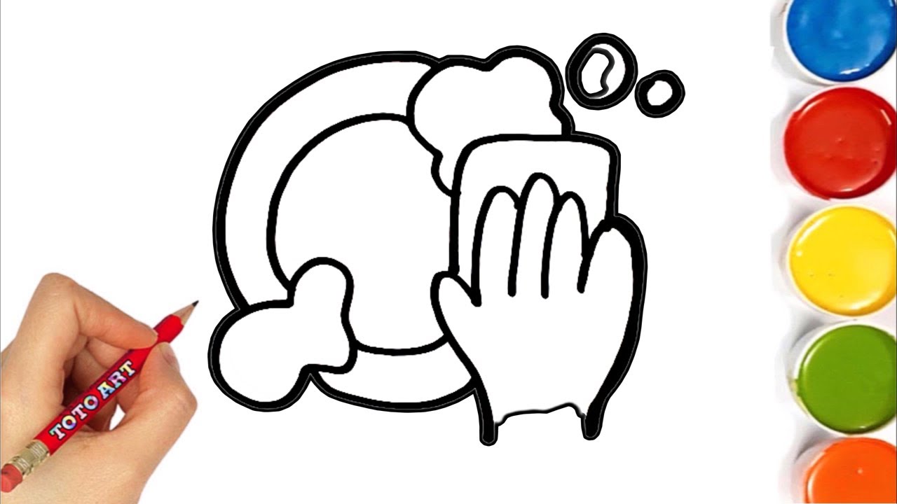 How to draw Washing Dish -Colouring for Kids & Toddlers |Draw, Paint ...