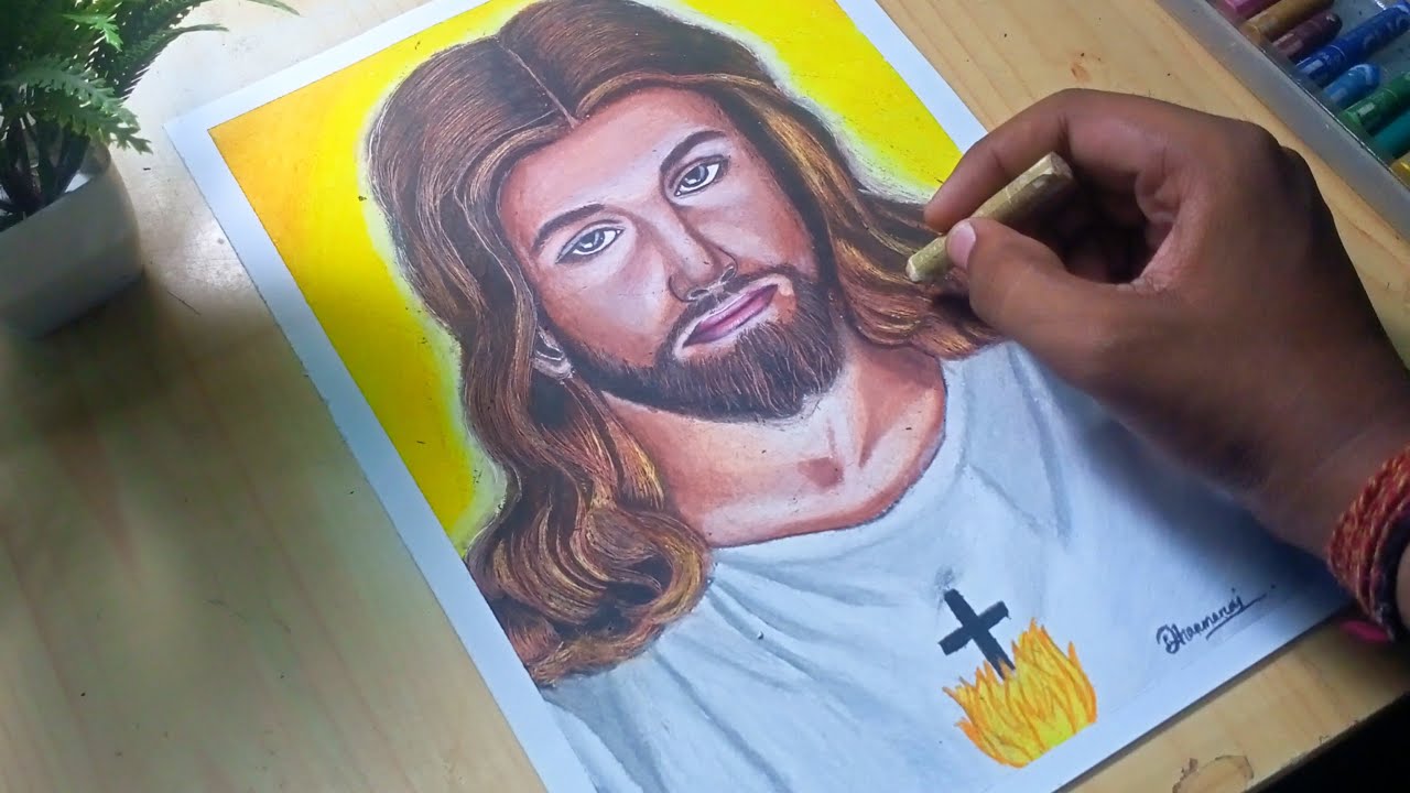 How To Draw Jesus With Oil Pastels | Final Part | Step By Step | - YouTube