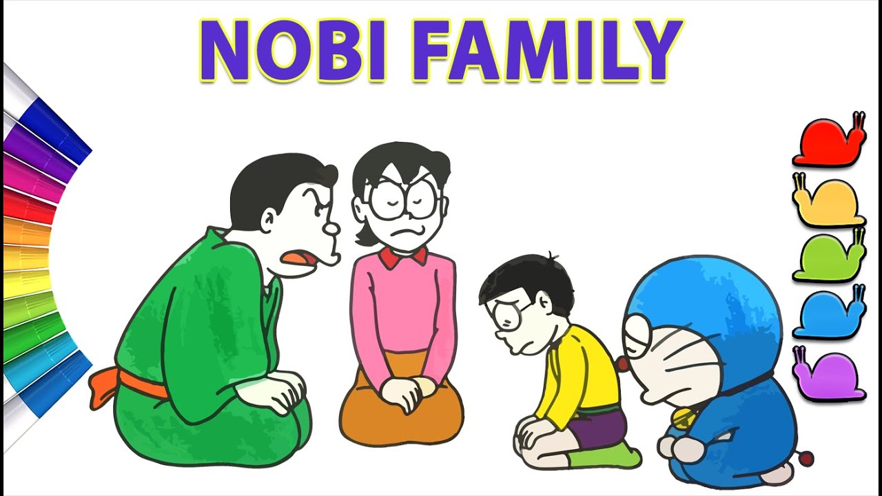 Coloring Doraemon .Tô màu Doraemon (P952) Coloring Nobi family - YouTube