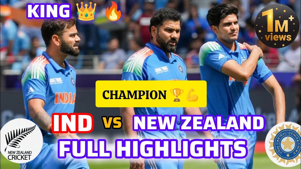 India Vs New Zealand Highlights | Final Match Highlights Icc Champion ...