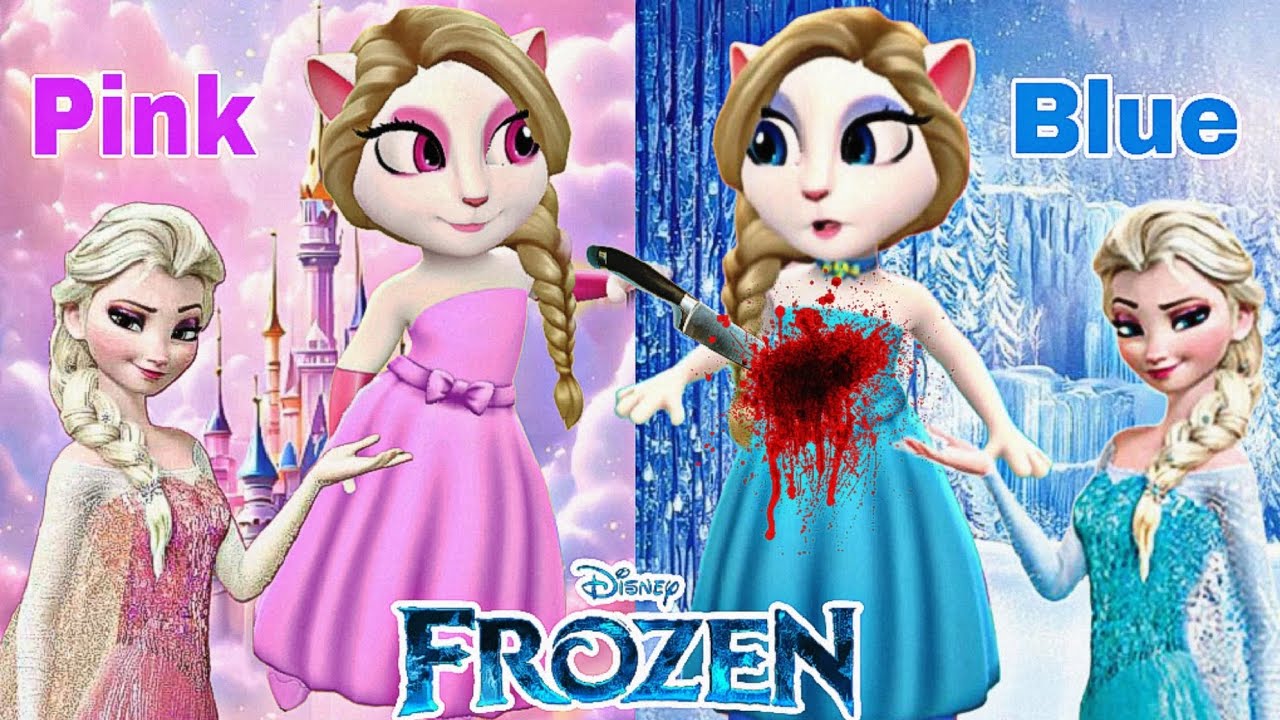 My talking anglea 2 || Frozen || Pink elsa killed blue elsa || Good vs ...