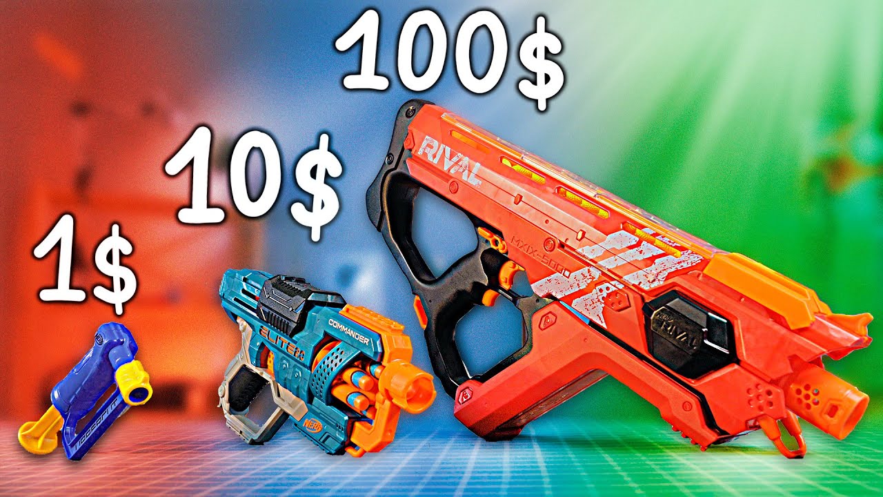 NERF ЗА 1$ VS 10$ VS 100$! - YouTube