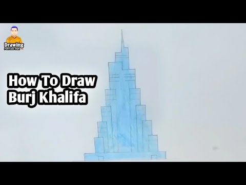 How To Draw Burj Khalifa | Easy And Simple Drawing | Step By Step ...