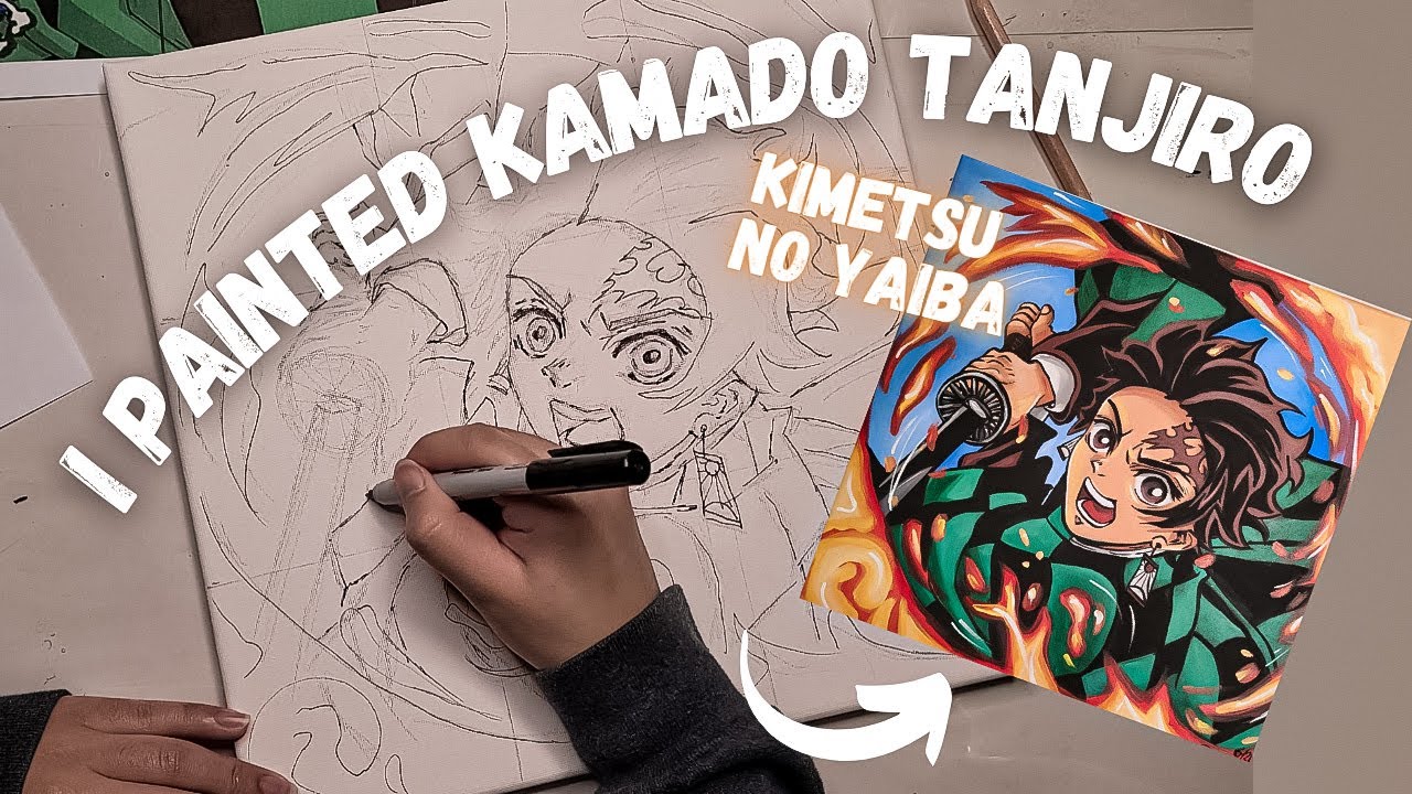 Demon Slayer Painting (Tanjiro Kamado) How to paint Anime Characters ...