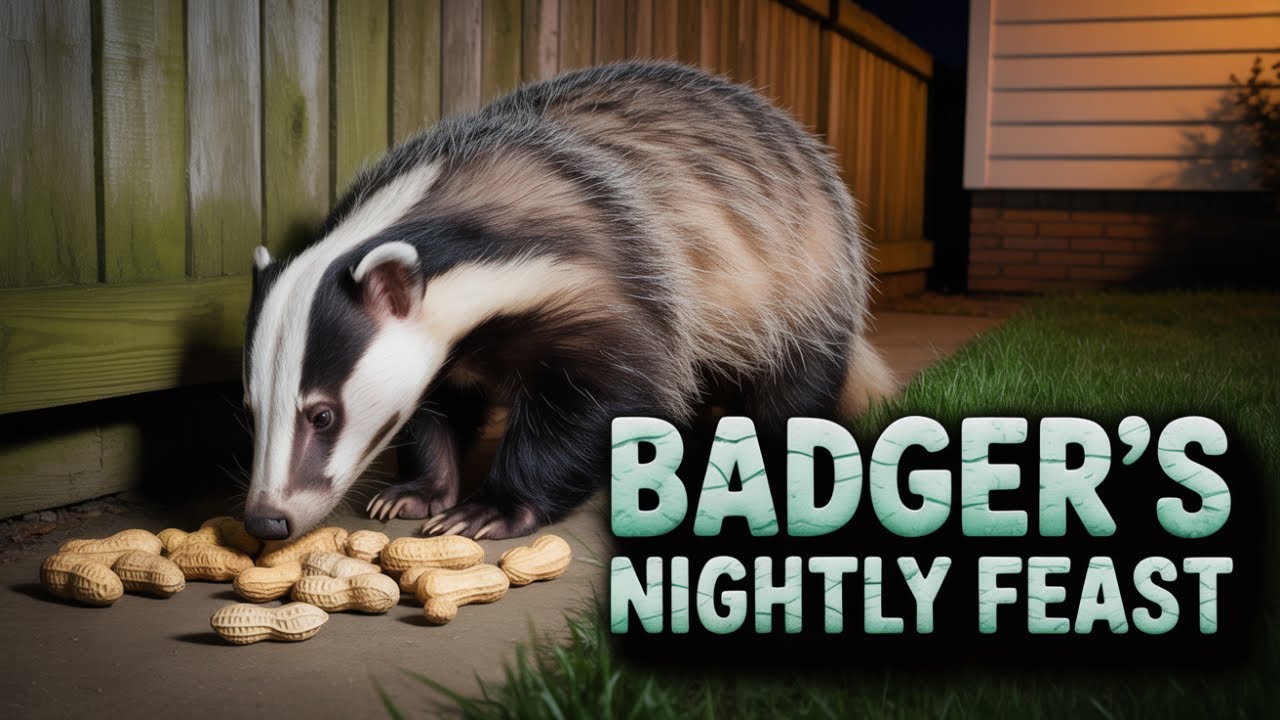 Badger enjoying the peanuts on the grass #badgers - YouTube