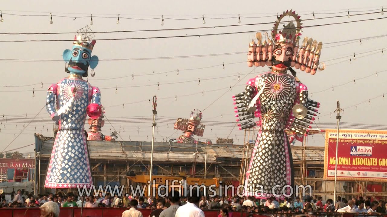 Effigy of demon king Ravan along with Kumbhkarana and Meghnath at Red ...