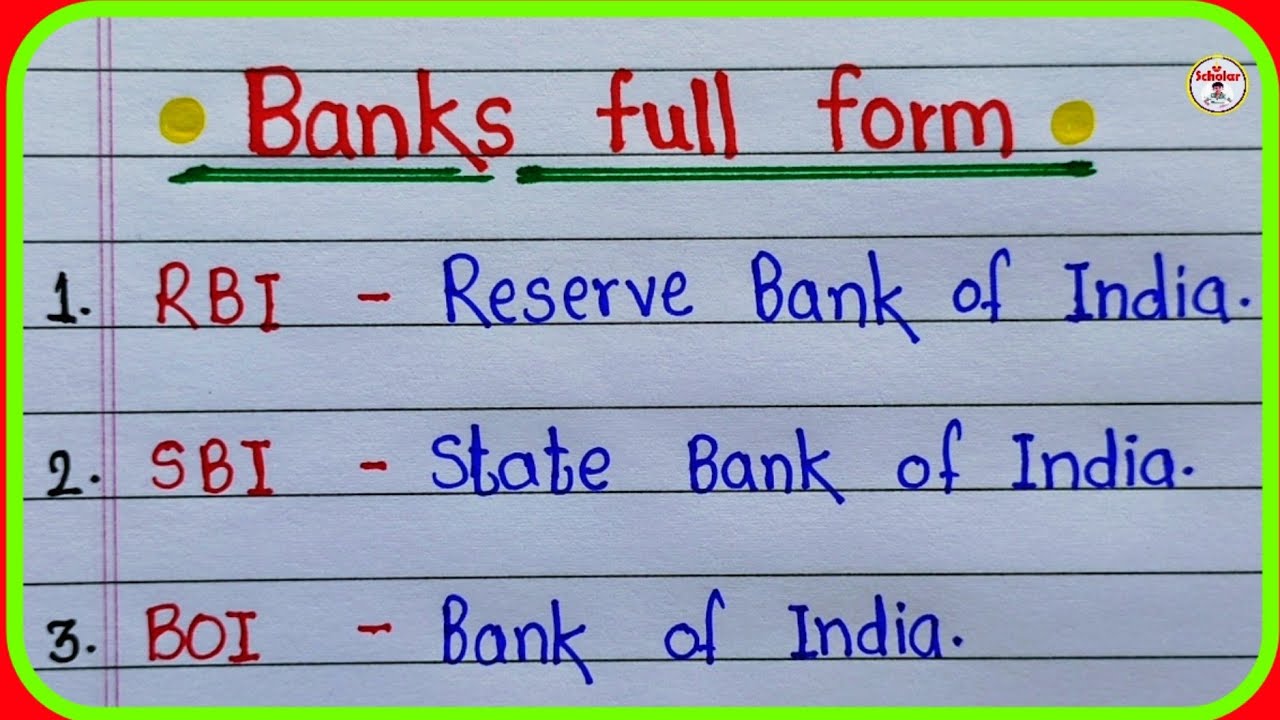 Banks full form |bank ki full form |all bank full form list |bank full ...