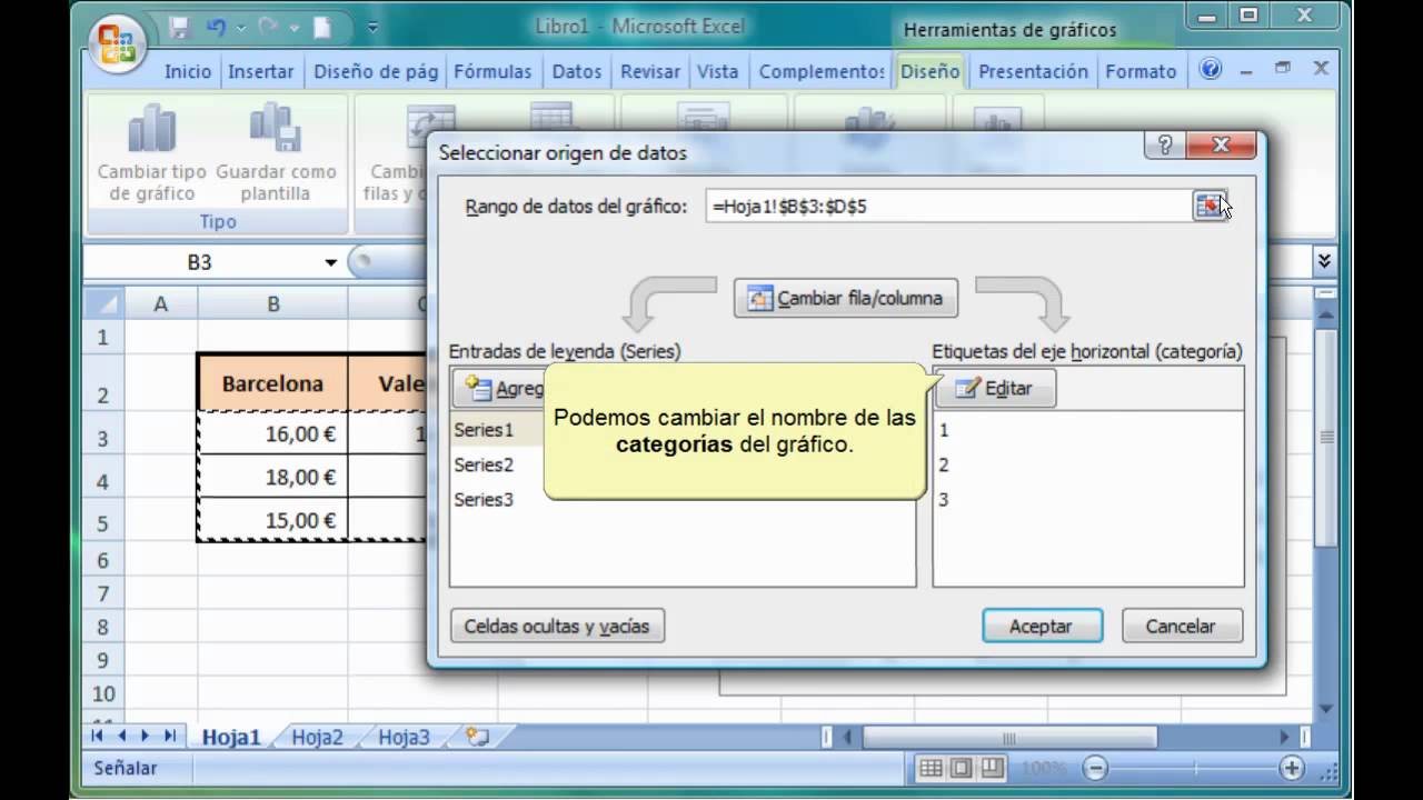 Excel 2007. 11. Crear un gráfico con el asistente. - YouTube
