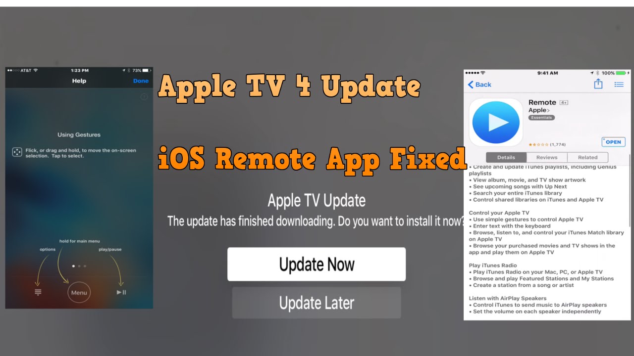 iTunes Remote App Fixed Half Way Apple TV 4 Updated, iOS - YouTube