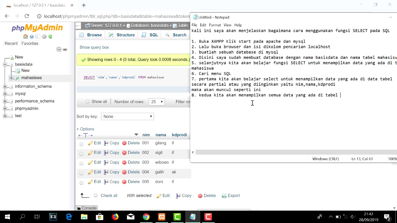 Fungsi Select Pada Phpmyadmin Youtube