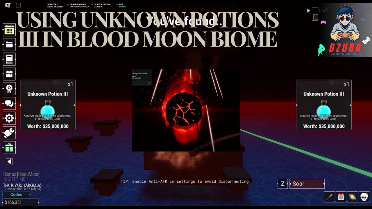 Using Unknown Potion III in Blood Moon Biome #unknownrng #roblox #dzurr ...