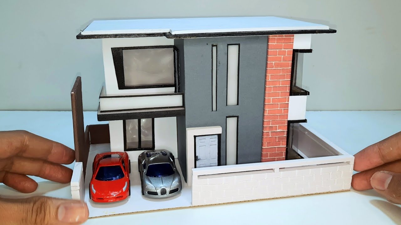 Cardboard Modern House Easy | Miniature House Building - YouTube