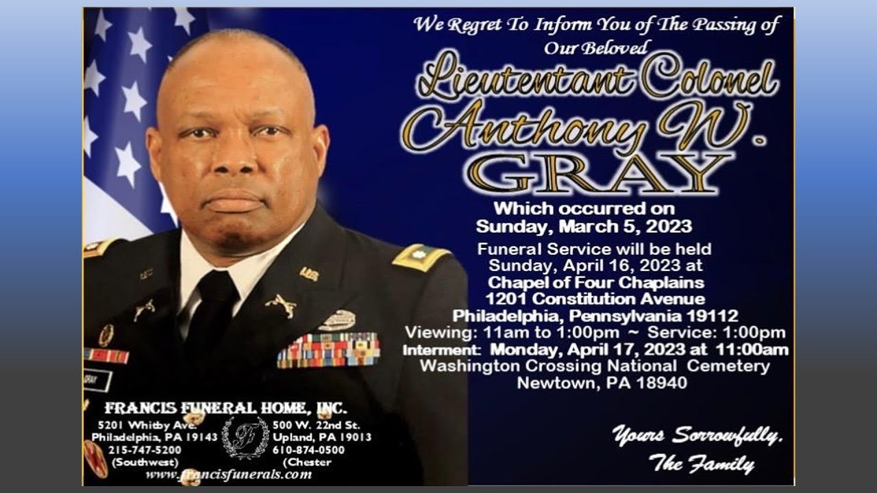 Lt. Colonel Anthony W. Gray - Celebration of Life Service - YouTube