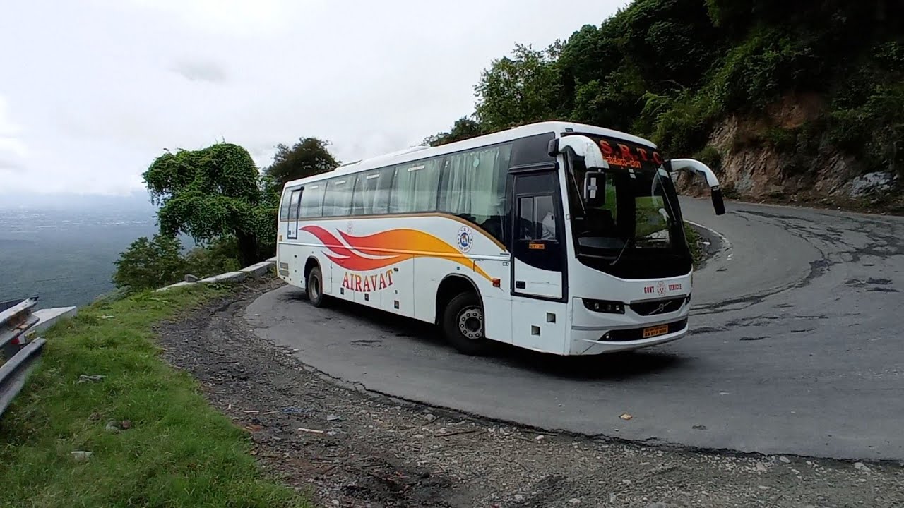karnataka bus and tn bus and ken tempo travels turning in dhimbam hills ...