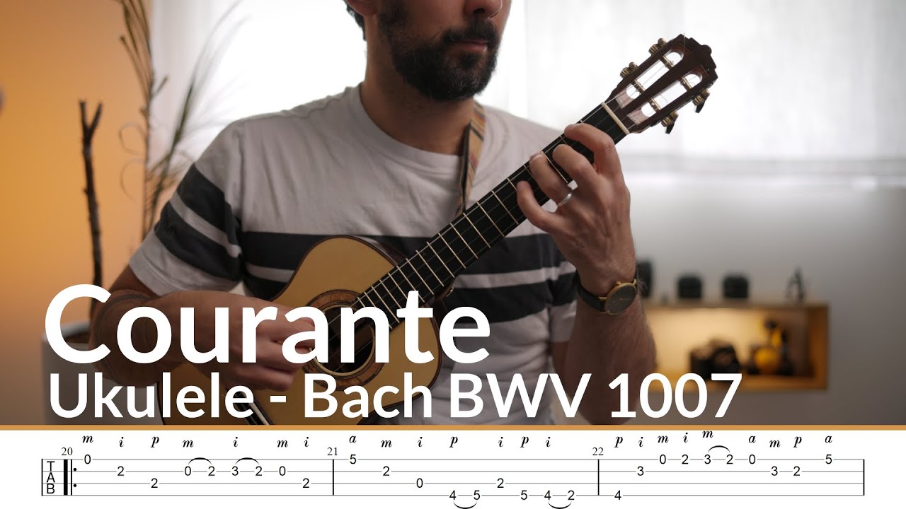 Courante - Bach//Cello Suite no.1 BWV 1007 | Ukulele Fingerstyle TAB ...