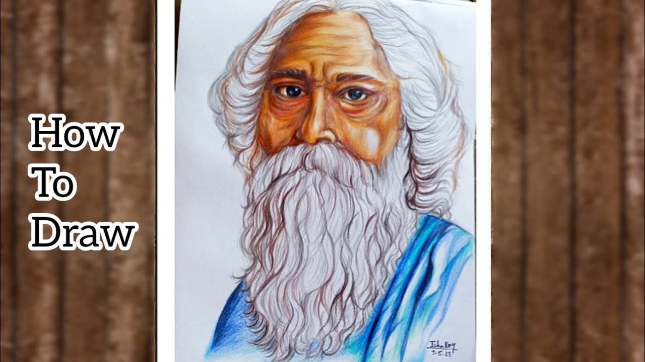 How to draw Rabindranath Tagore/Rabindranath Tagore Drawing/How to draw ...