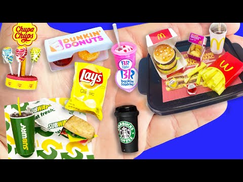 20 DIY FAST FOOD BARBIE DOLL HACKS AND CRAFTS ! Lays, Chupa Chups, McDonald's, Donuts and More