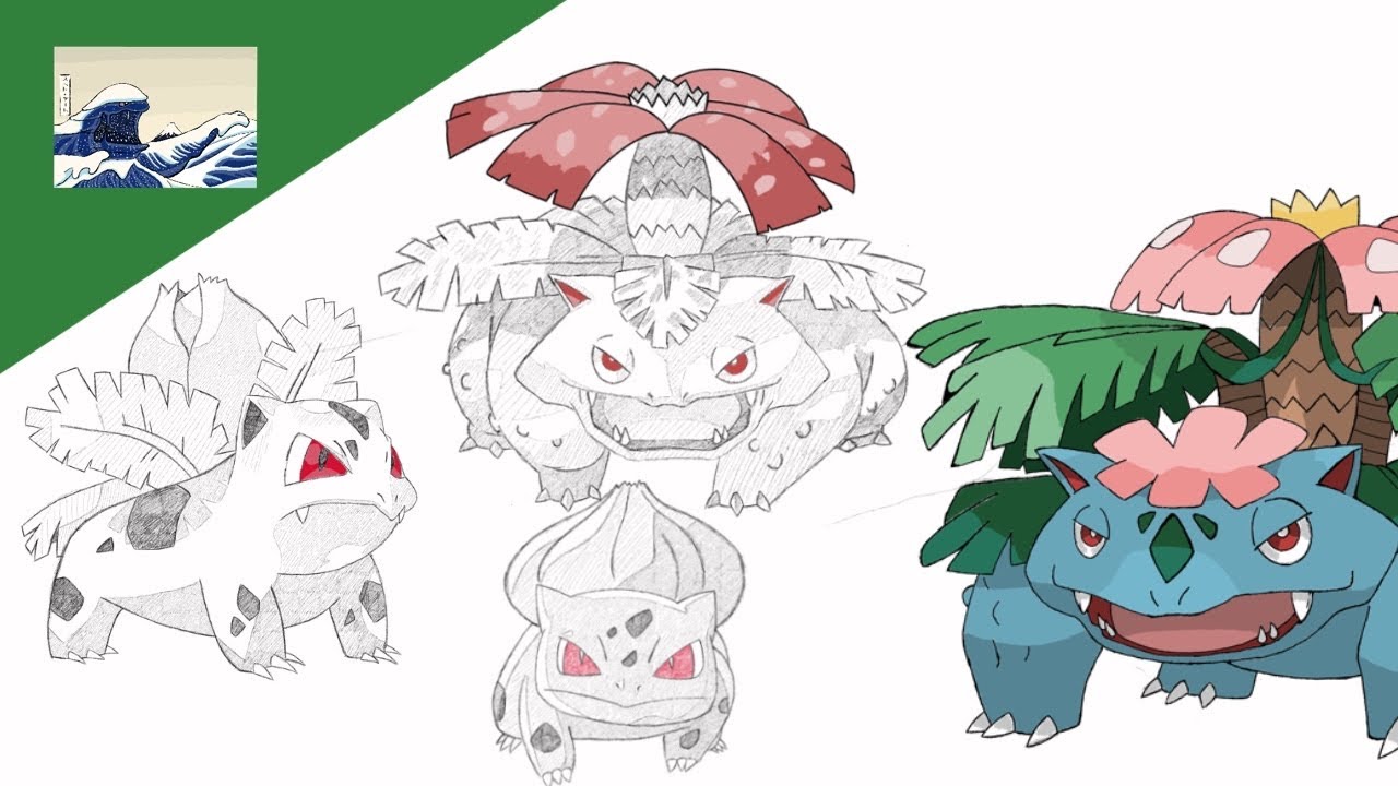 Bulbasaur Evolution Line Drawing Time-lapse | Pokémon - YouTube