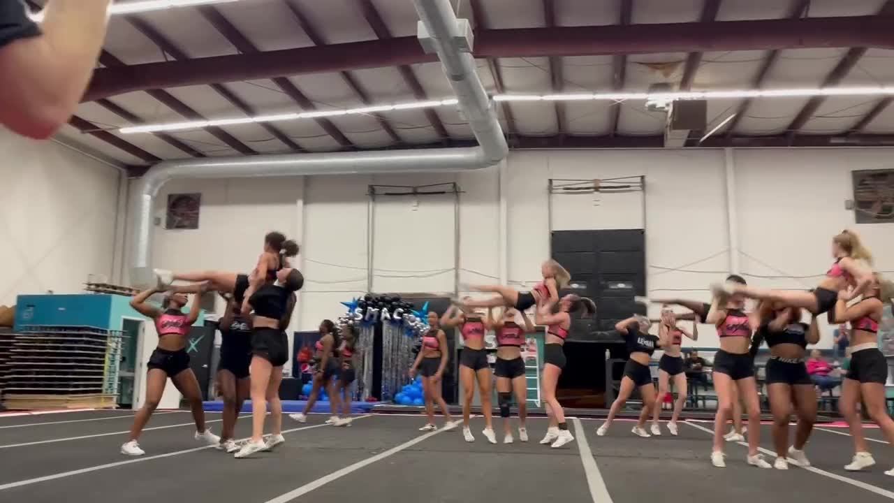 Cheer Extreme Smack practices routine - YouTube