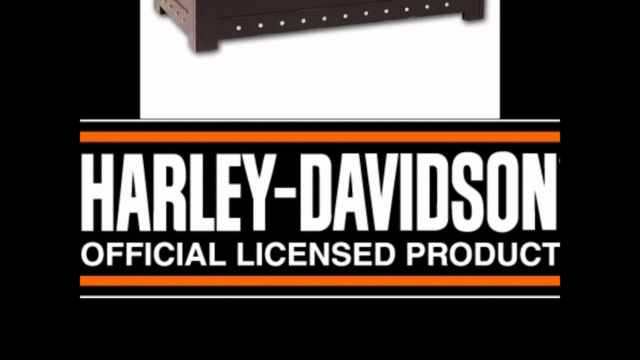Harley Davidson Storage Bench with Heritage Brown Finish - YouTube