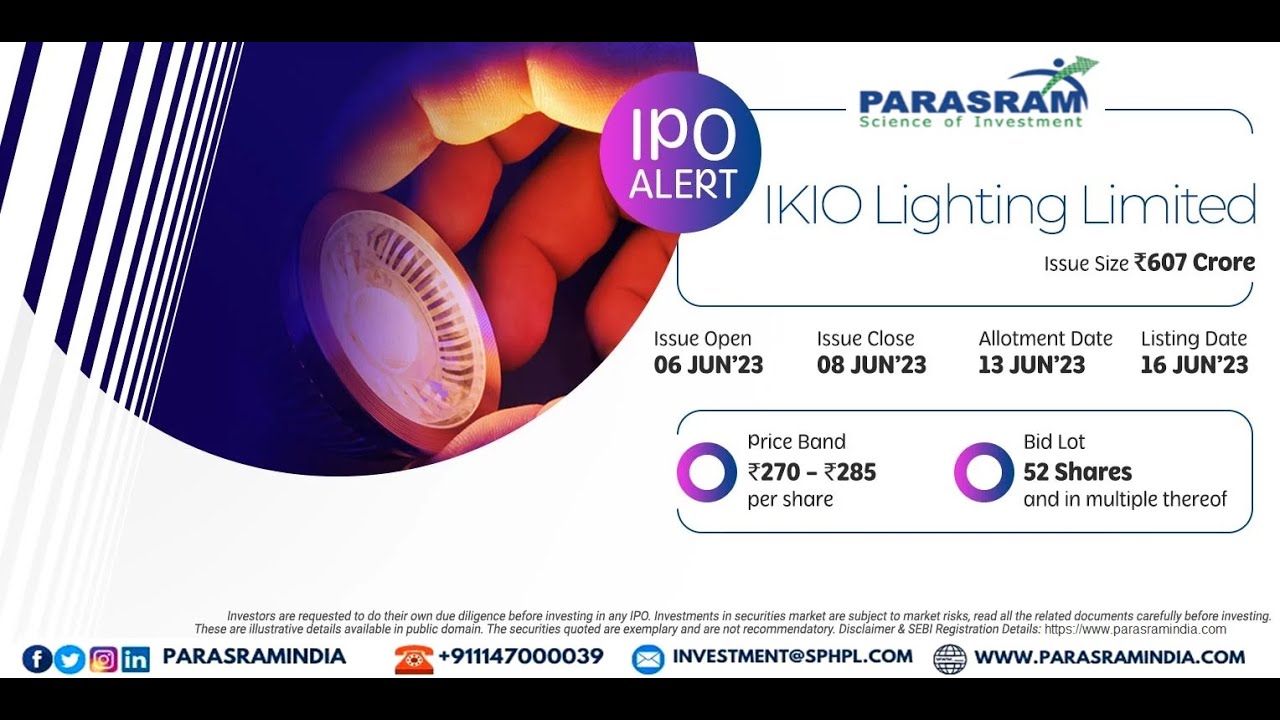 IPO Alert- IKIO Lighting Limited IPO will open on 06th June, 2023 to ...