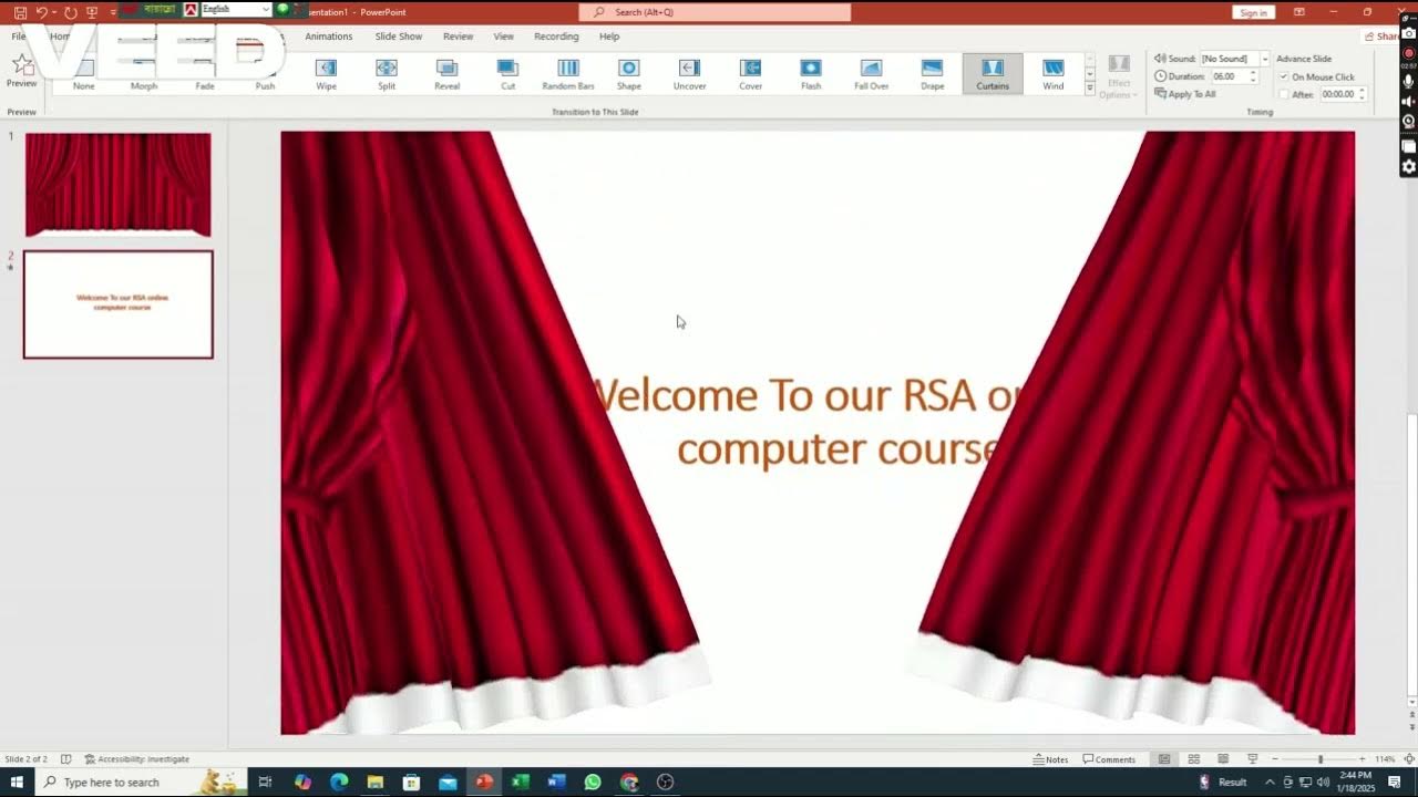 How to Add Curtains Transitions Animation Effect in PowerPoint Slide - YouTube