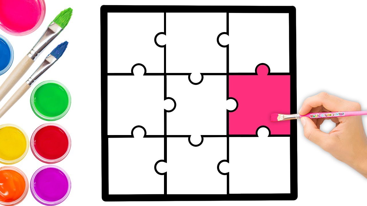 Drawing and Coloring Puzzle Pieces | Step by Step - YouTube