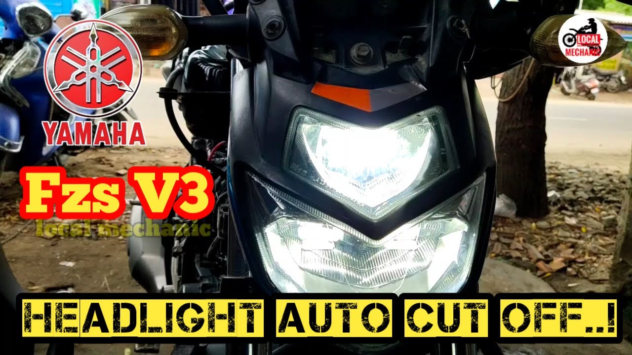 Yamaha FZS v3 bs6 headlight auto cut off alteration - YouTube