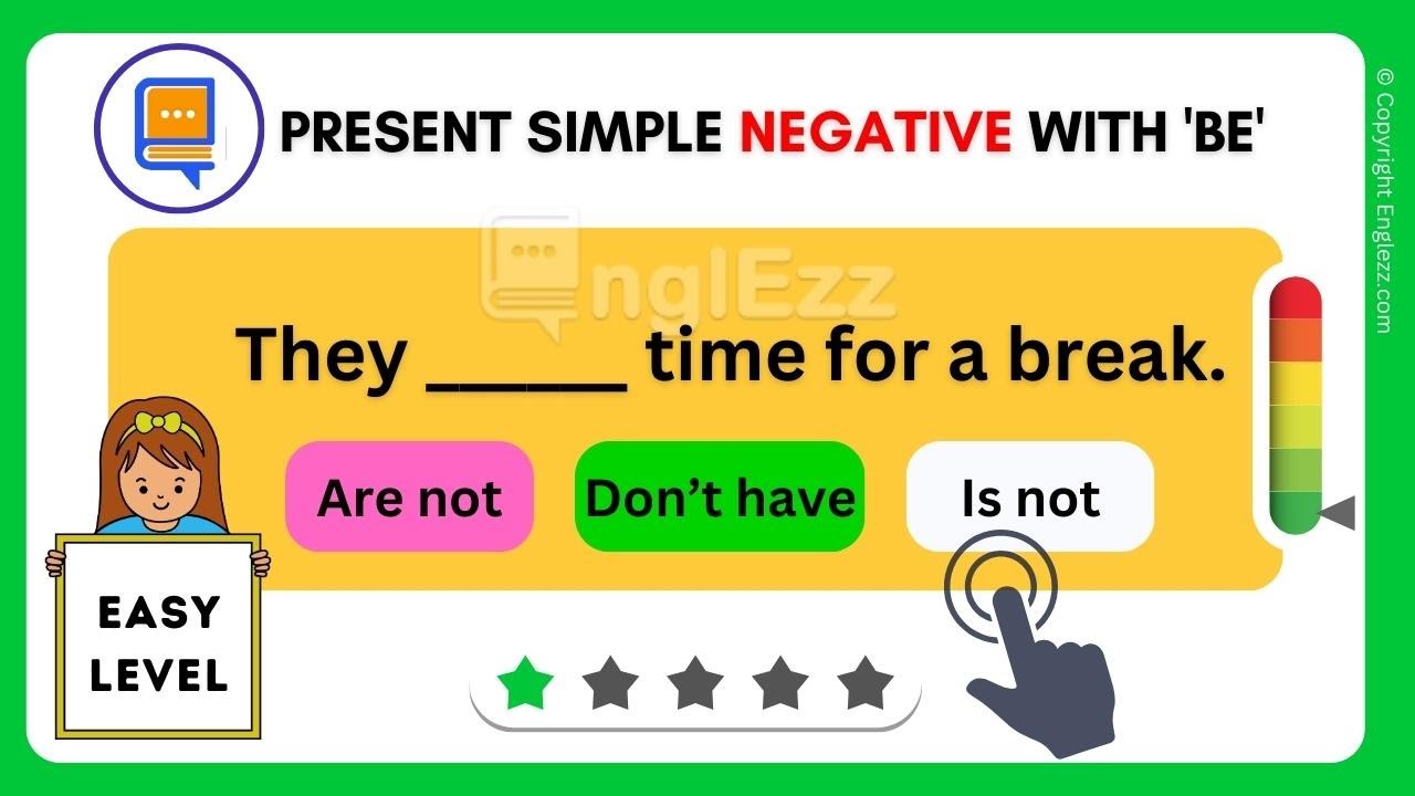 🍎 Present Simple Tense Negative with 'Be' Exercise ️ Beginners' Level ...