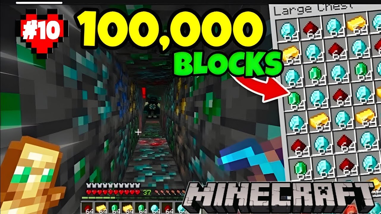 I Mined 10,000 Blocks In A Straight Line In Mine Craft Series #10 ...