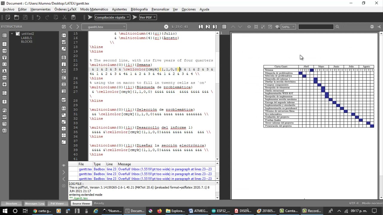 CARTA GANTT LATEX - YouTube