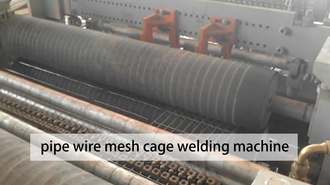 pipe wire mesh cage welding machine - YouTube