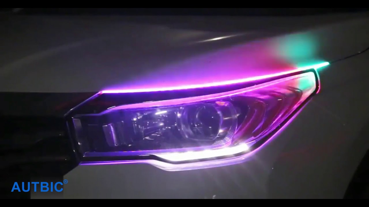 RGB Remote Control LED DRL Daytime Running Light LED Strip Flowing Turn ...