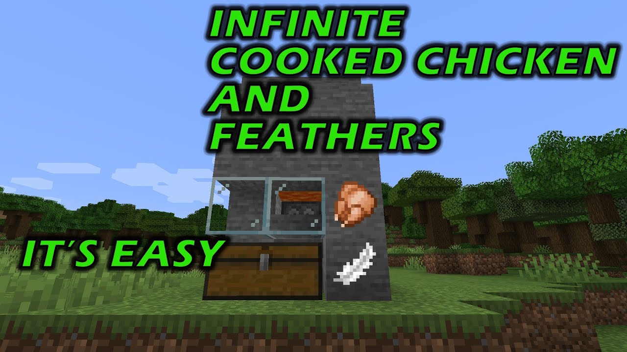 INFINITE COOKED CHICKEN AND FEATHERS FARM IN MINECRAFT - YouTube