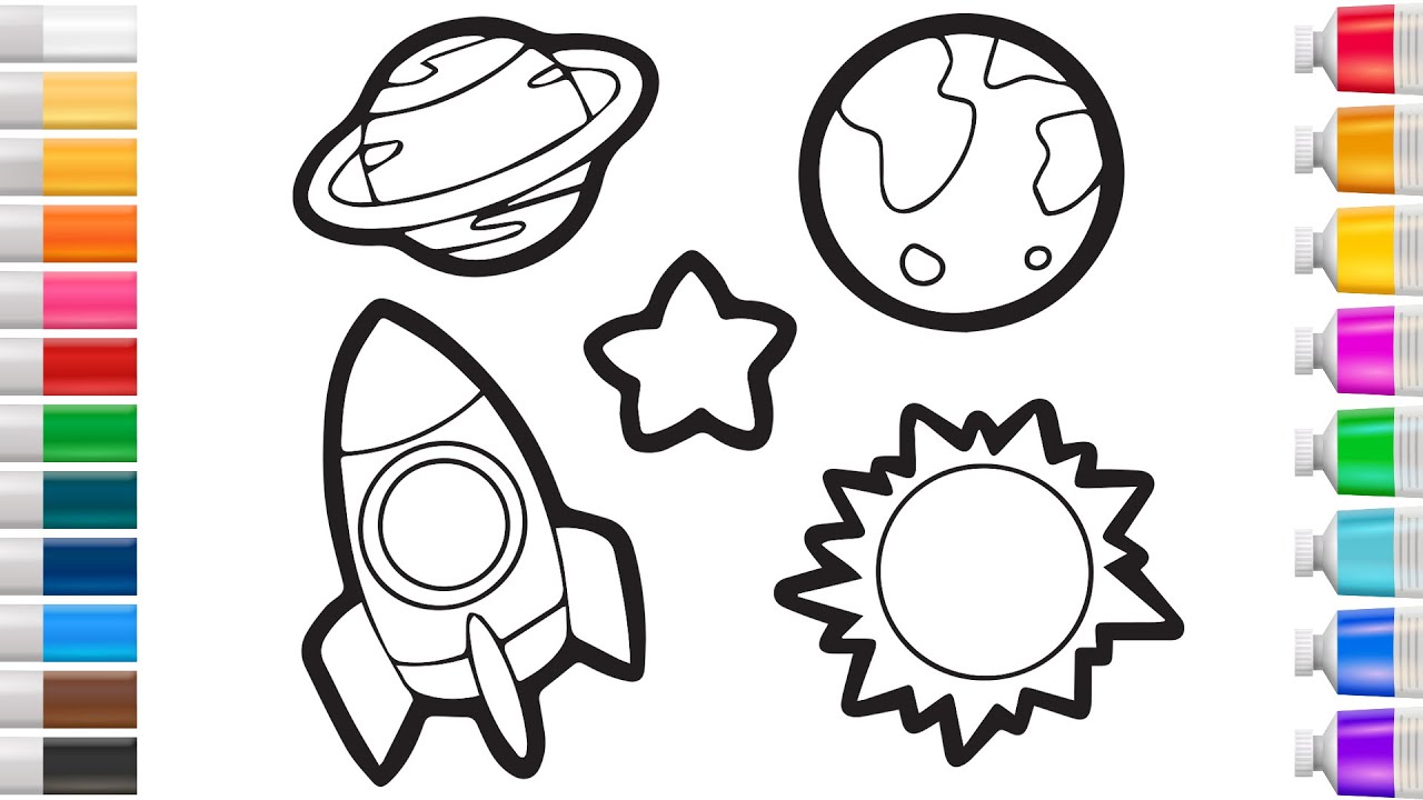 How to draw outer space Saturn, Earth, Sun | step by step - YouTube