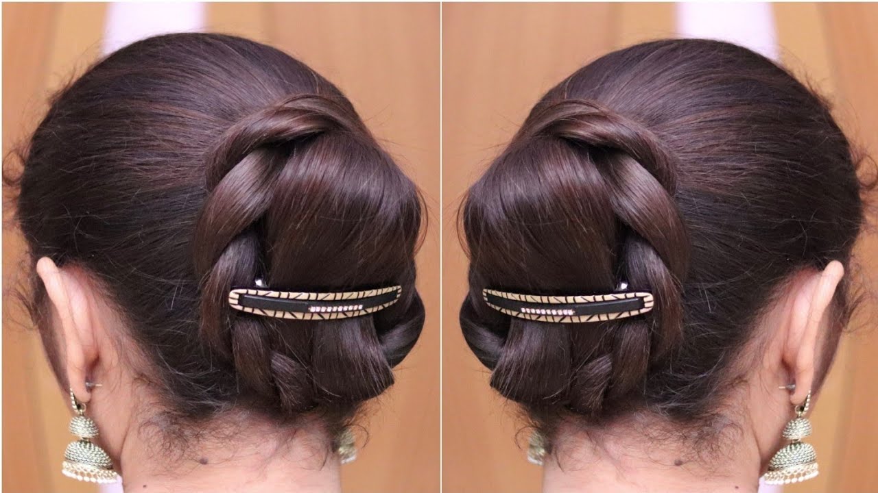 Beautiful !! Bun Hairstyles With Lock Pin | Juda Hairstyle For Long ...