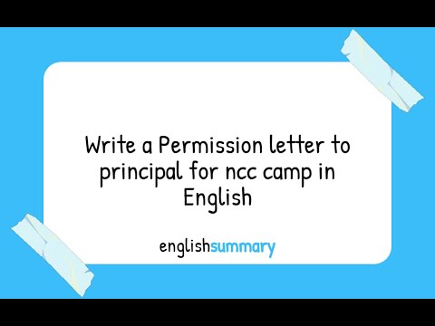 Write a Permission letter to principal for ncc camp in English - YouTube