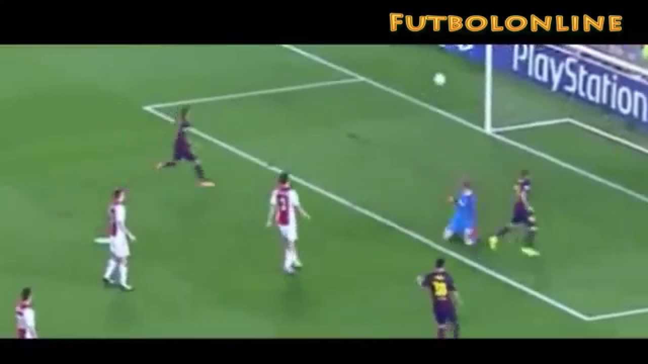 Increible jugada de Iniesta FC Barcelona 3 vs 1 Ajax 21/10/14 champions ...