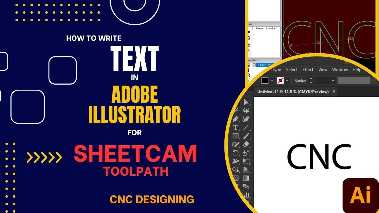 Lec 3 How to Write Text in Adobe Illustrator for CNC Sheetcam | CNC Design Tutorial - YouTube