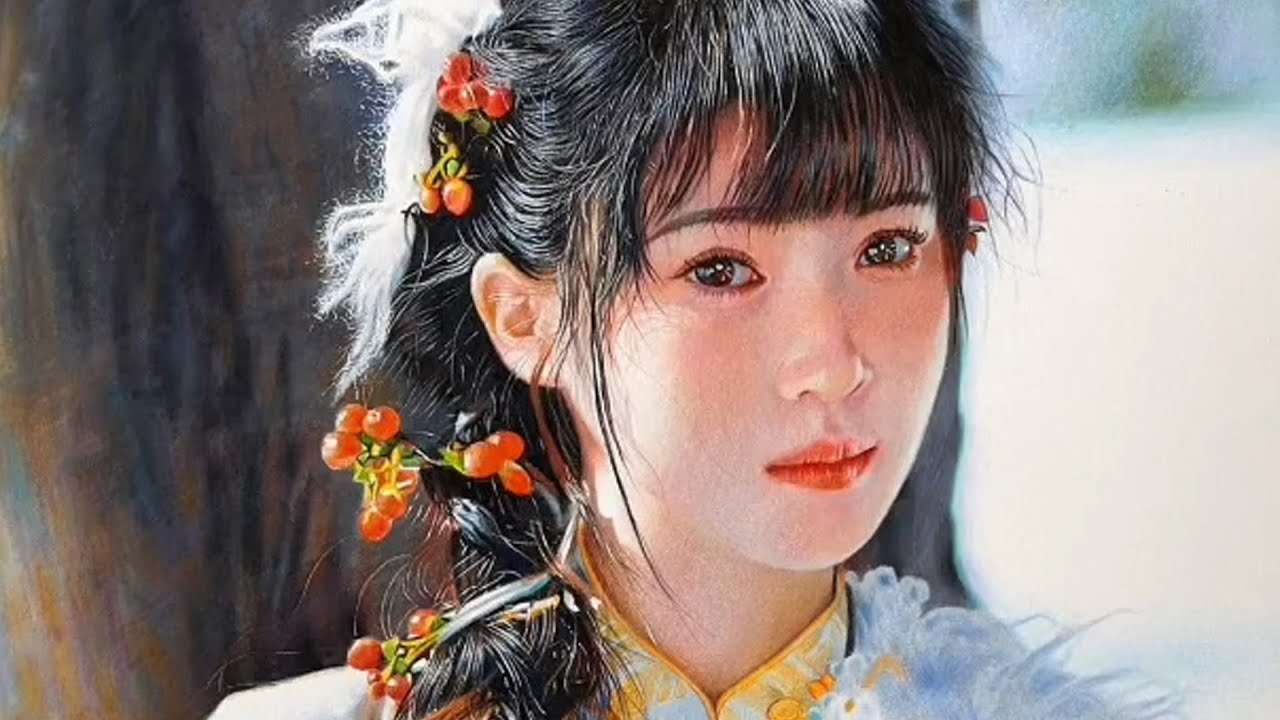 The artist's talented hand to draw a wonderful colored pencil drawing ...