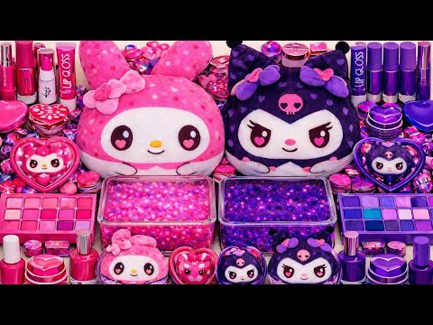 Pink vs Purple Slime Mixing Makeup,Parts Into Slime! Satisfying Slime Video ASMR