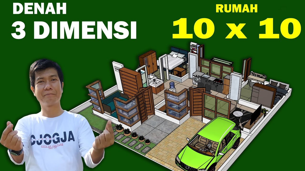 Denah 3 Dimensi Tukang Mudah Paham - Rumah 10x10 - YouTube
