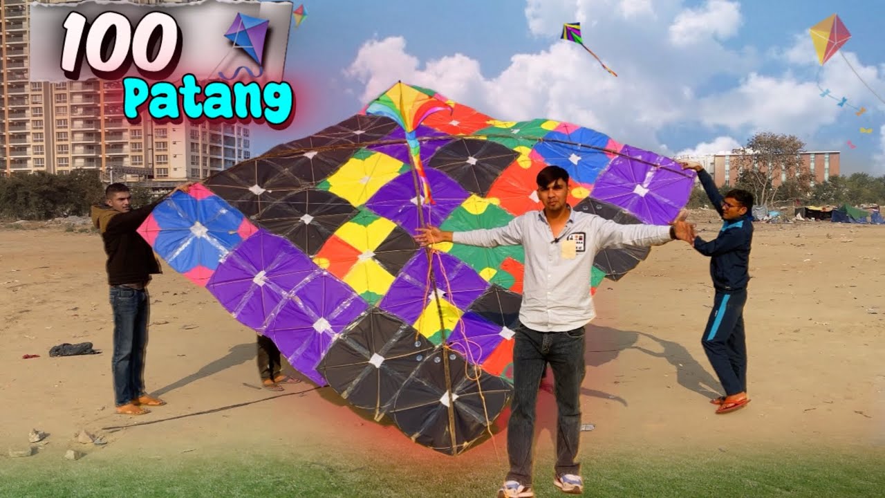 100 पतंग से बनाया 😨Biggest kite 🪁 in india 🇮🇳 | #kite - YouTube