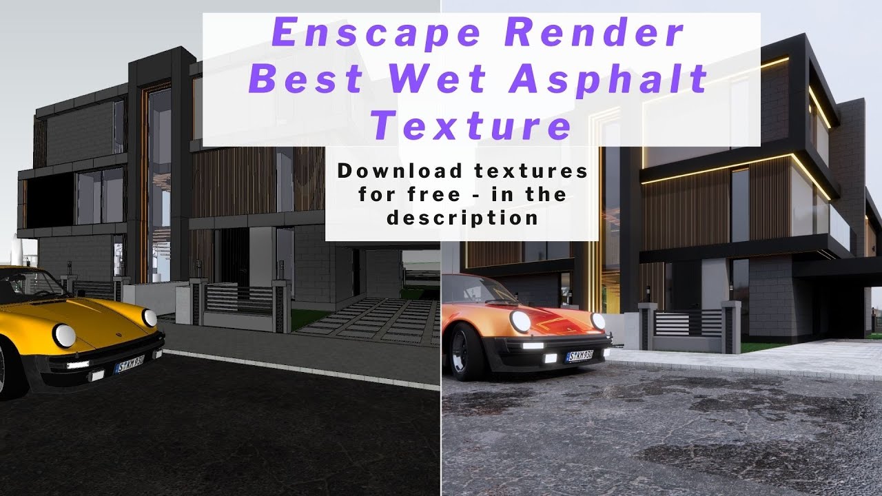 Enscape Render Best Wet Asphalt Texture - textures in content - YouTube