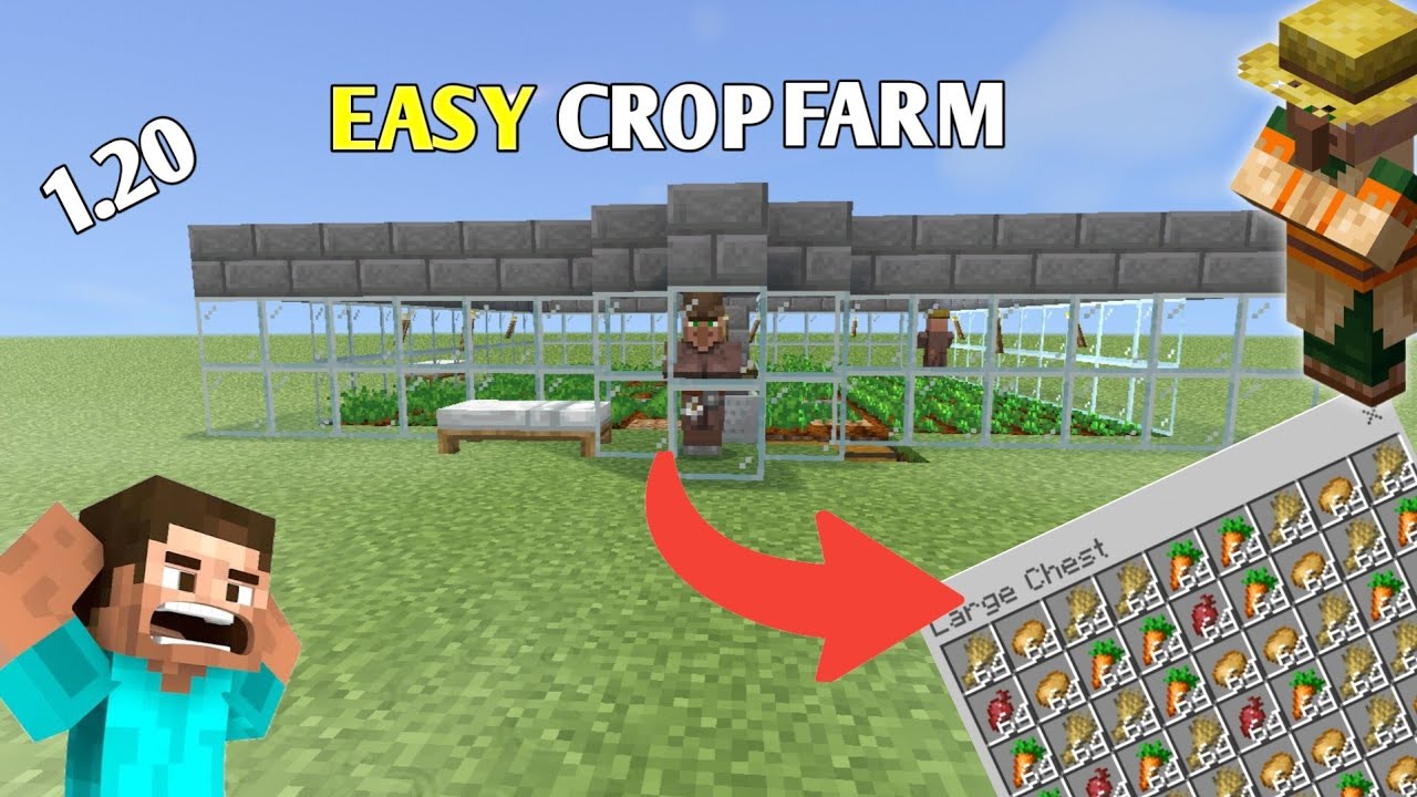 How To Make EASY Crop Farm In Minecraft Bedrock 1.20 (MCPE/Xbox/PS4 ...